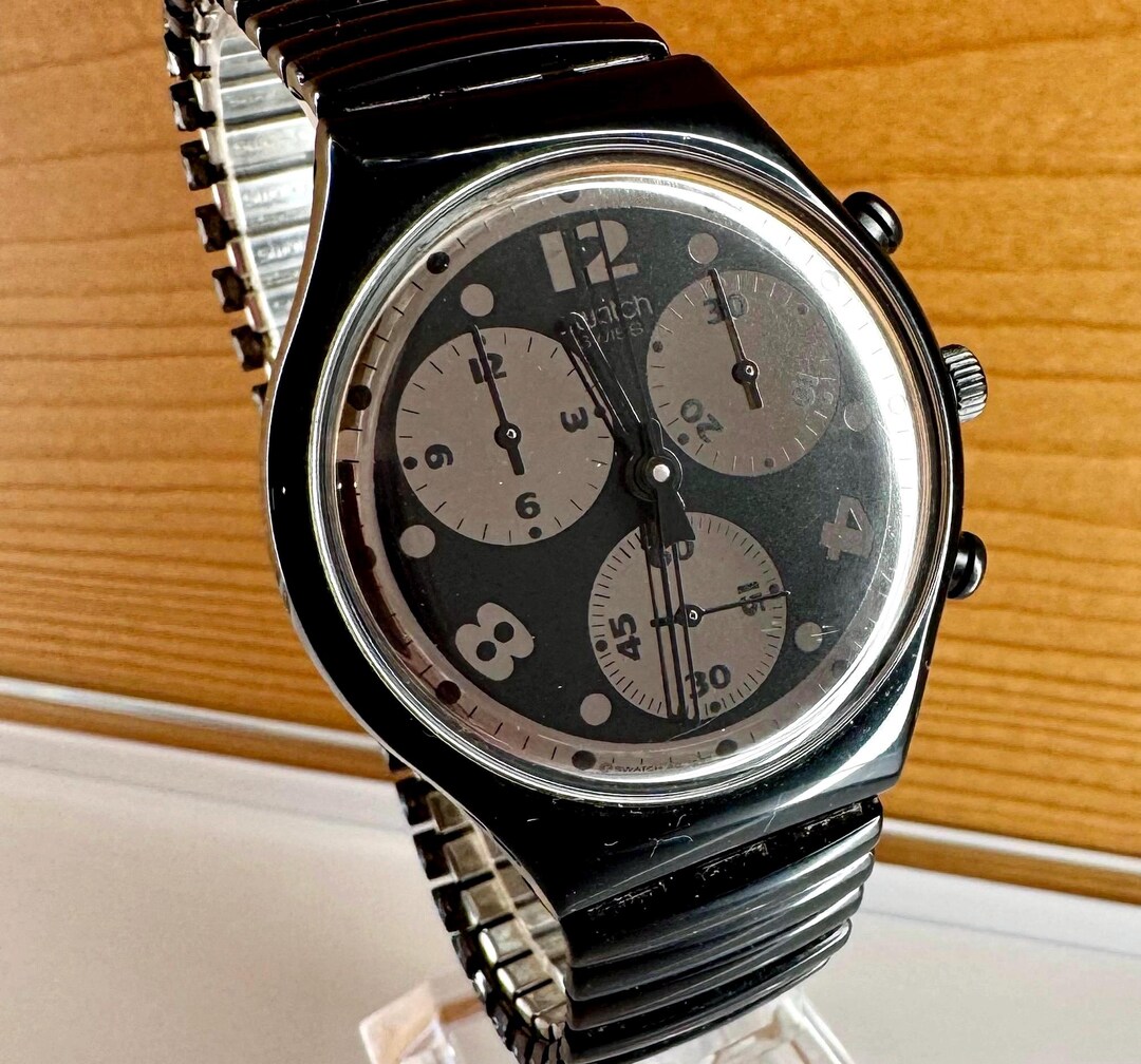 Black Chronometer Swatch Watch Panda Dial - Good Condition SCB110 - Etsy