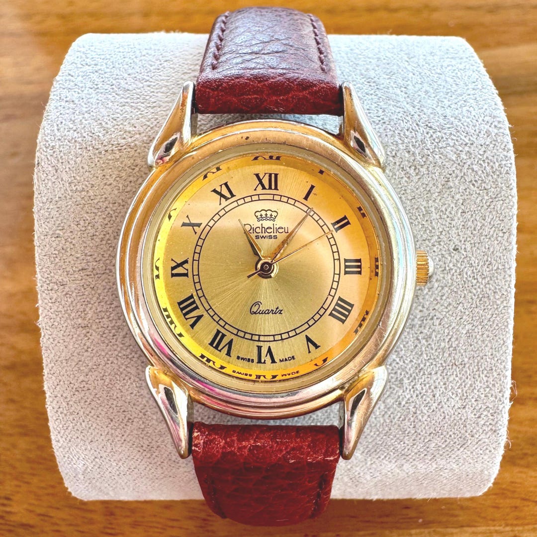 Vintage Richelieu Swiss Quartz Ladies Watch With Golden Dial - Timeless ...