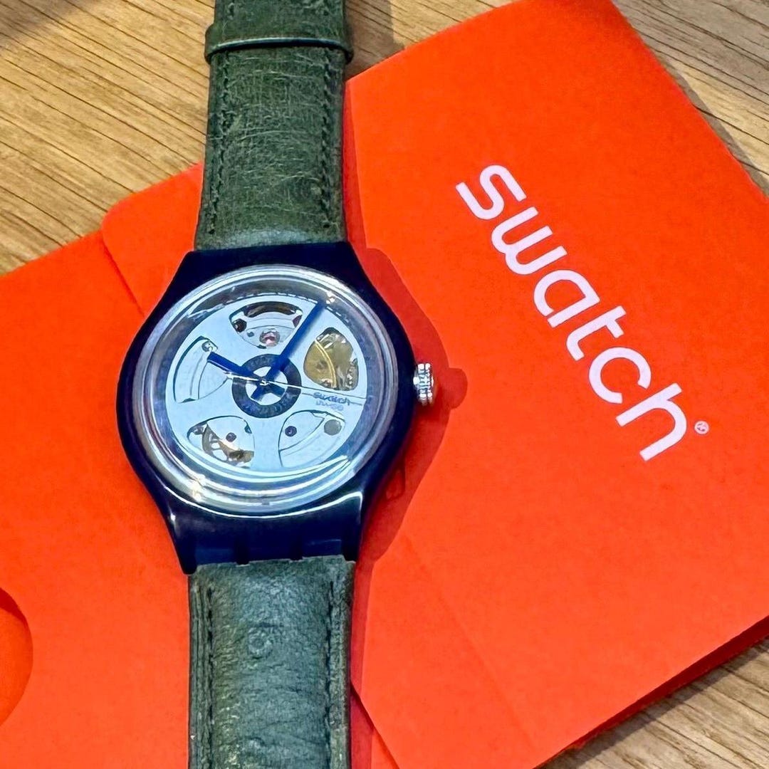 Vintage Swatch SAN 102 Automatic Watch Skeleton Dial - Swiss Made Rare ...