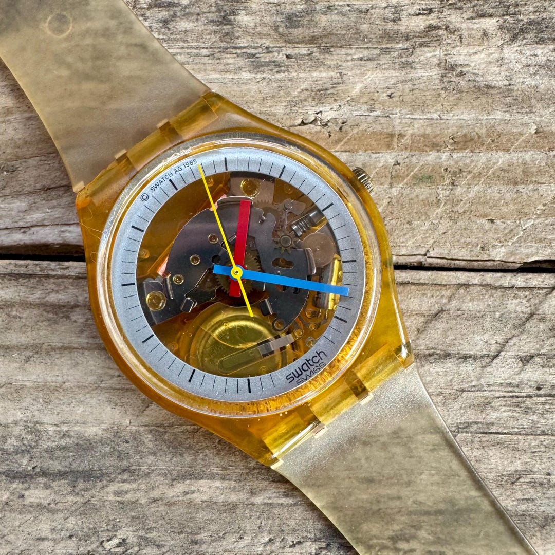 Vintage Iconic Swatch Watch Jelly Fish GK100RE Transparent Dial Working ...