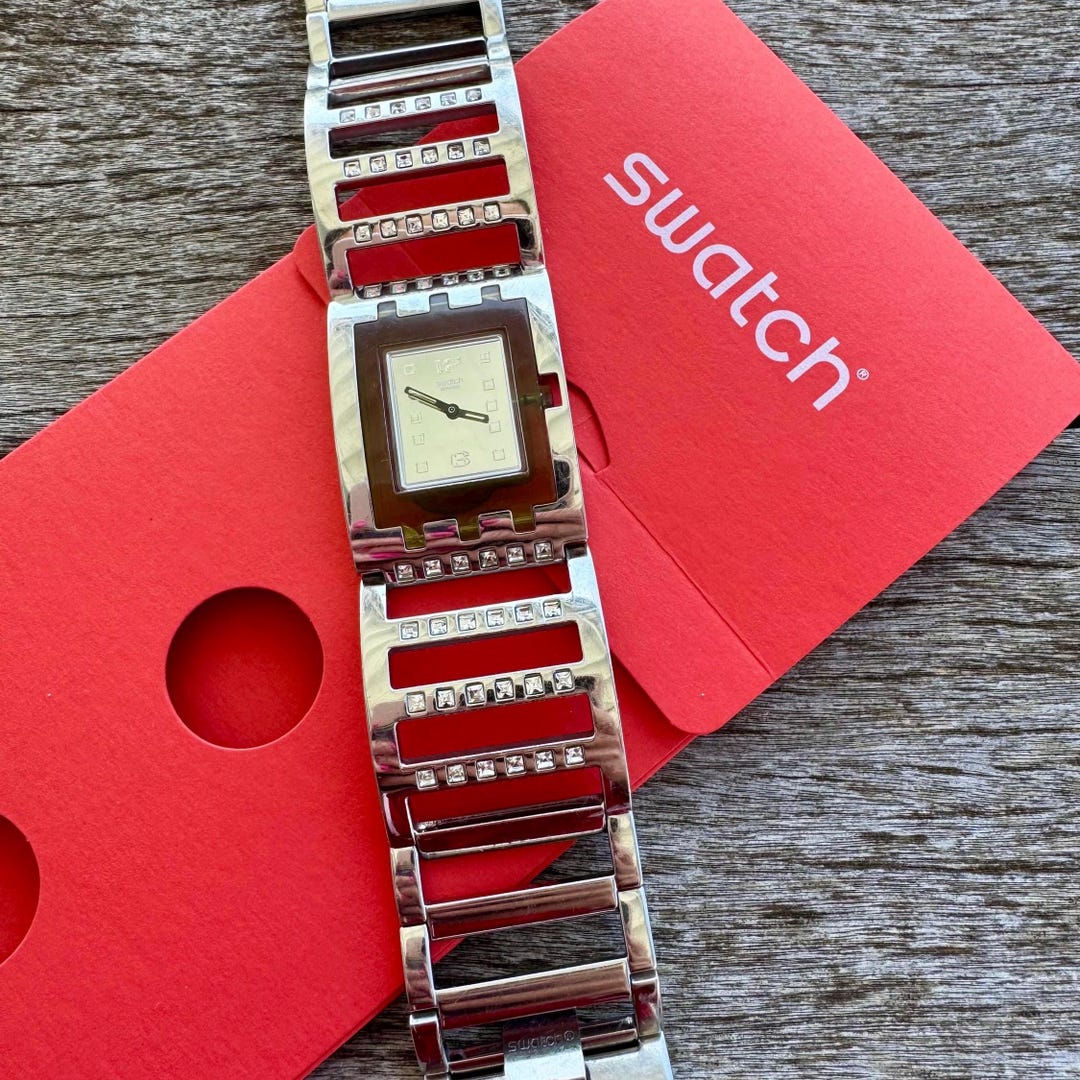 Unique Swatch Bangle Watch Brilliant SUBM103G - Good Condition, Jewelry ...