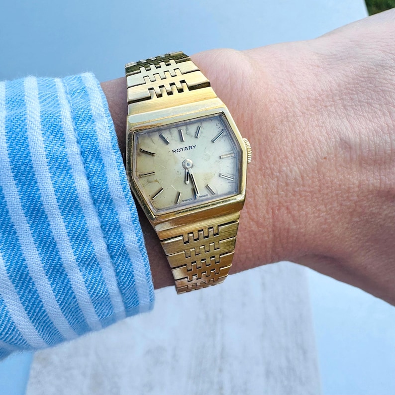 Vintage Rotary Ladies Watch | Gold Plated | 22mm | Swiss Made | Elegant ...