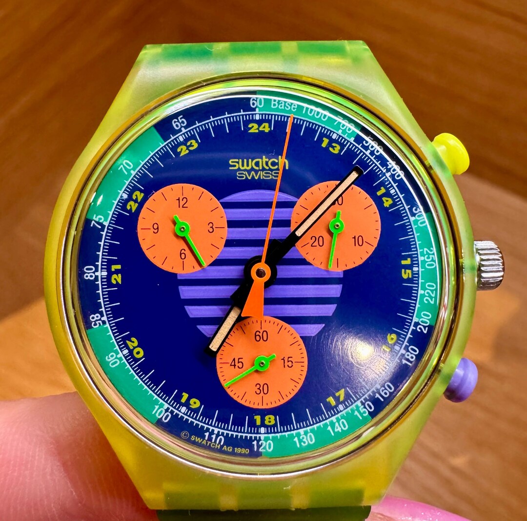 Iconic Chrono Swatch Watch Neo Wave SCJ100 From 1991's - Very Rare Neon ...