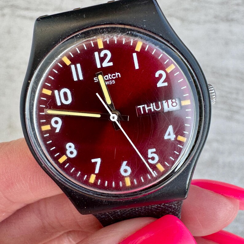 Vintage Swatch Sir Red Watch - Black and Red Swatch - Working - Etsy UK
