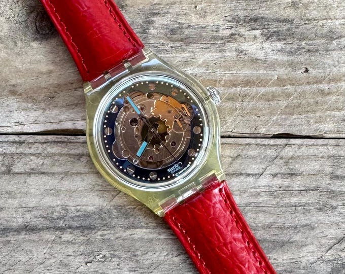 Automatic Swatch Skeleton Watch Red Ahead SAK101 - Unworn - Etsy
