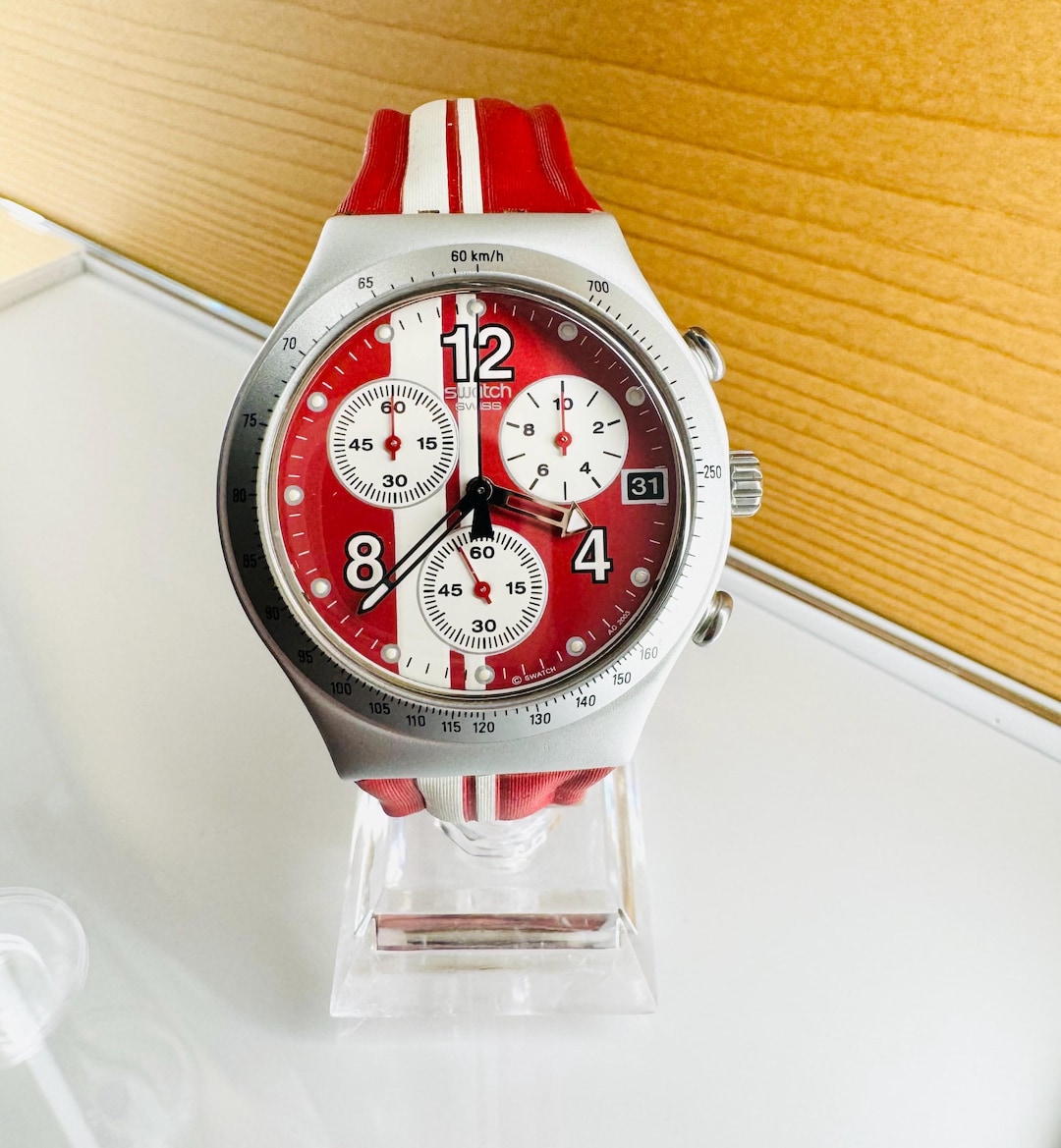 Swatch Irony Red Batch YCS 4026 - Eye-catching Red Wristwatch Pre-owned ...