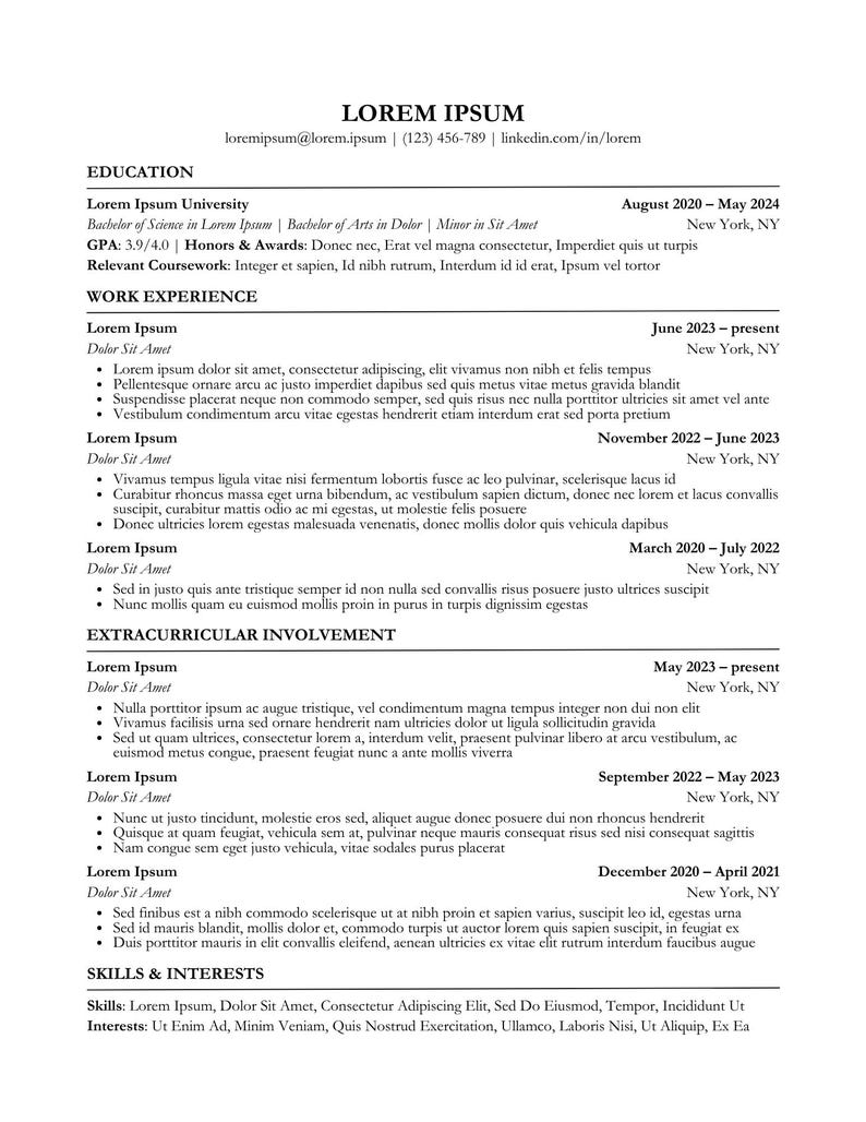 Business, Finance, Consulting Resume Template, Editable - Etsy