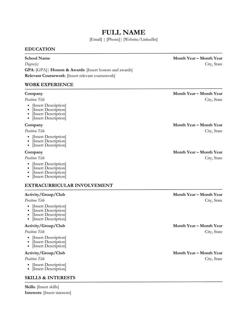 Business, Finance, Consulting Resume Template, Editable - Etsy