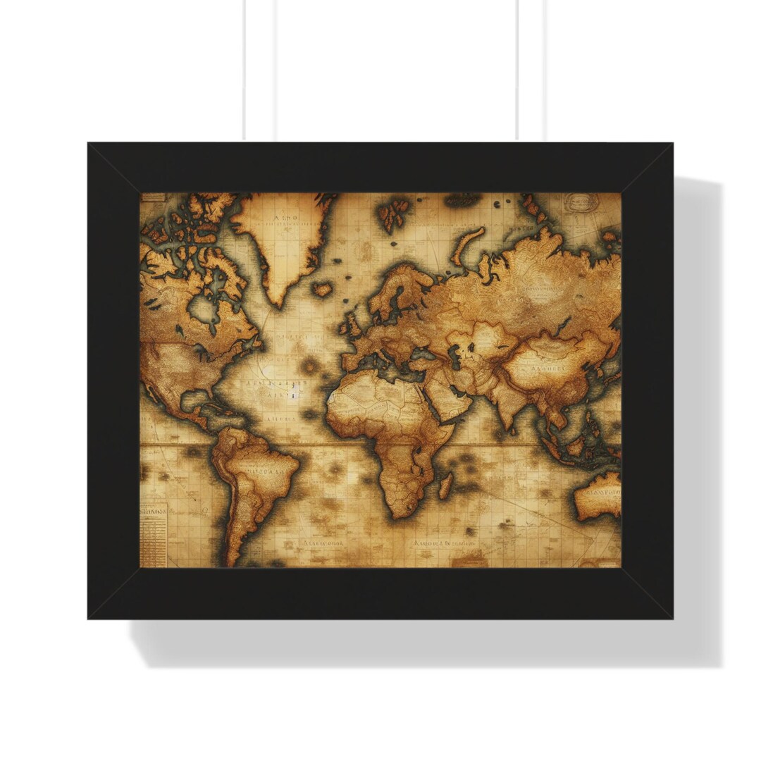 Journey's Path: Vintage World Map Picture Frame, Explorer's Wall Decor ...