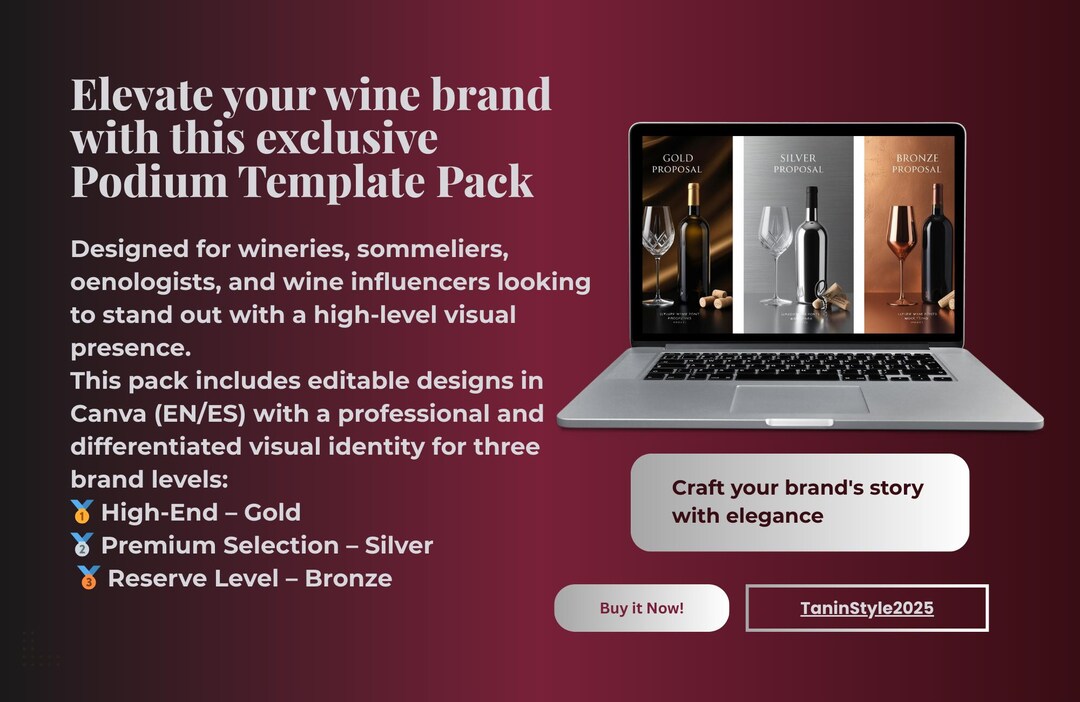 Podium Pack Canva Wine Branding | Gold Silver Bronze Templates | Flyers ...