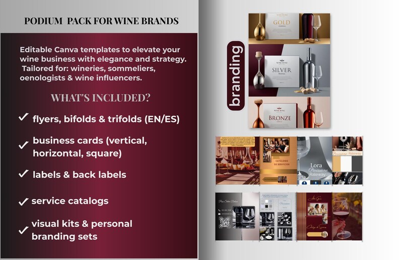 Podium Pack Canva Wine Branding | Gold Silver Bronze Templates | Flyers ...