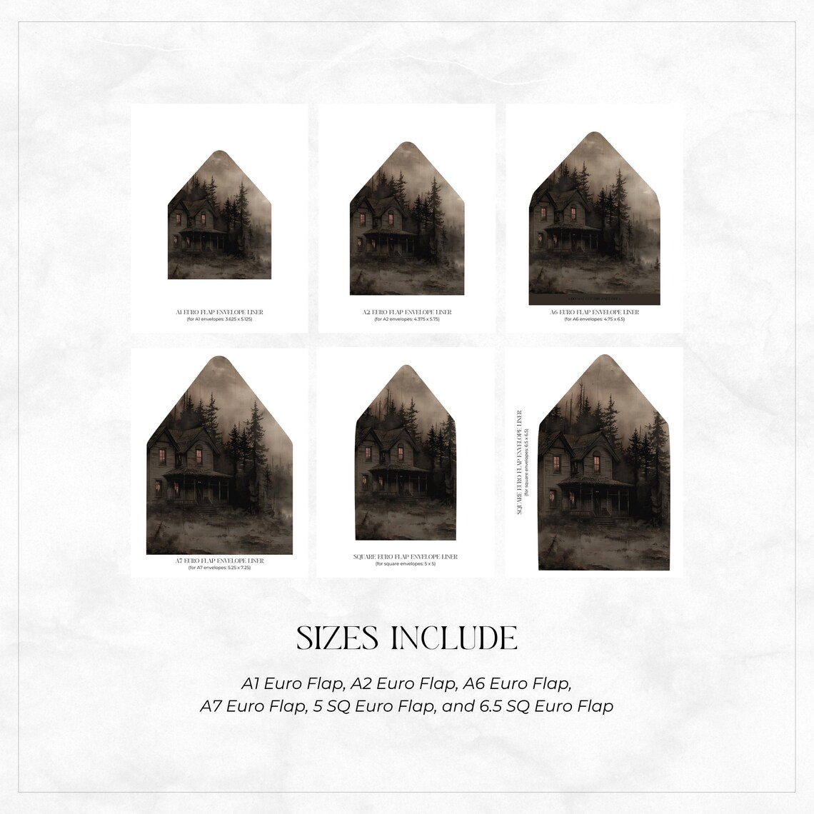 Haunted House Printable Envelope Liner | Dark Moody Gothic Goth ...