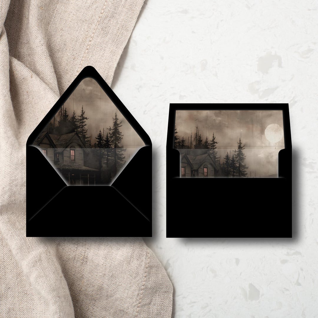Haunted House | Printed Envelope Liners and Envelopes, Spooky Gothic ...