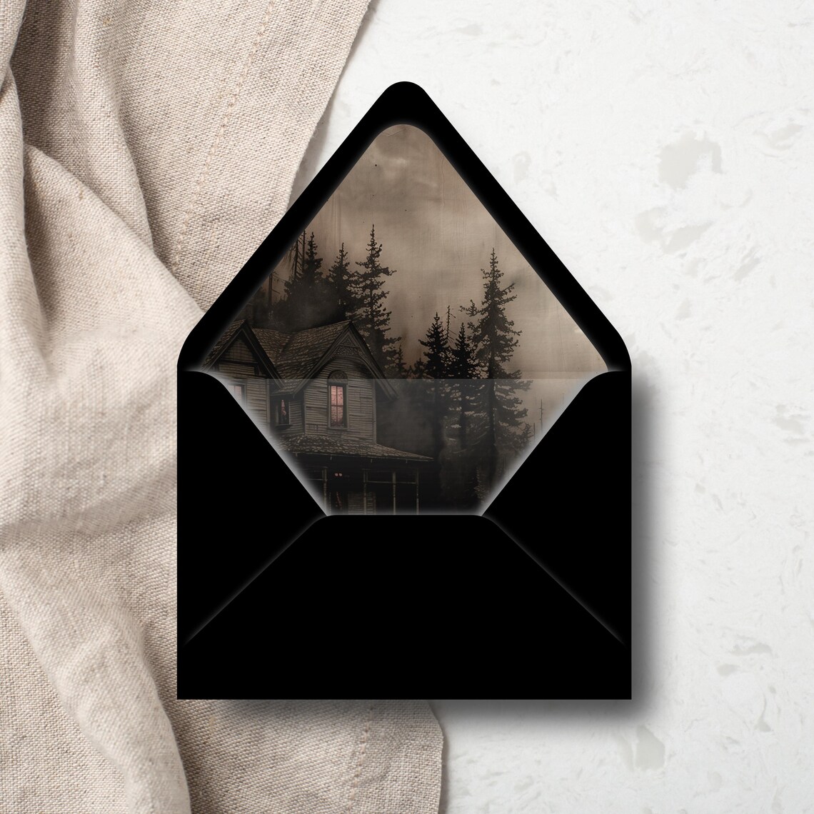 Haunted House Printable Envelope Liner | Dark Moody Gothic Goth ...