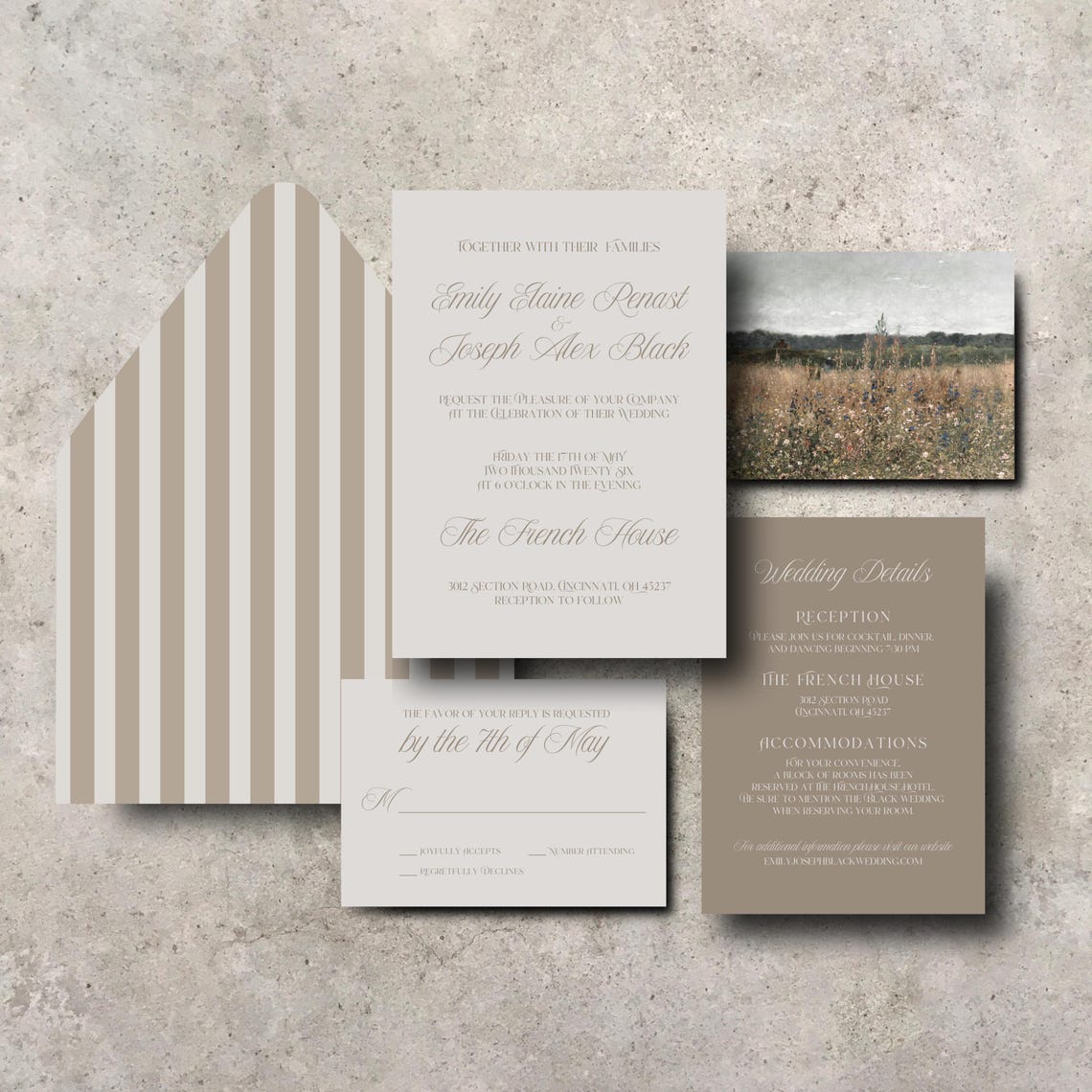 Emily | Wedding Invitation Suite, Neutral Floral Classy, Printable ...