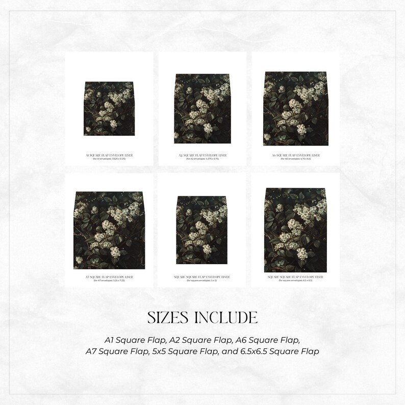 Anthea | Printable Envelope Liner, Dark Moody Elegant Floral Painting ...