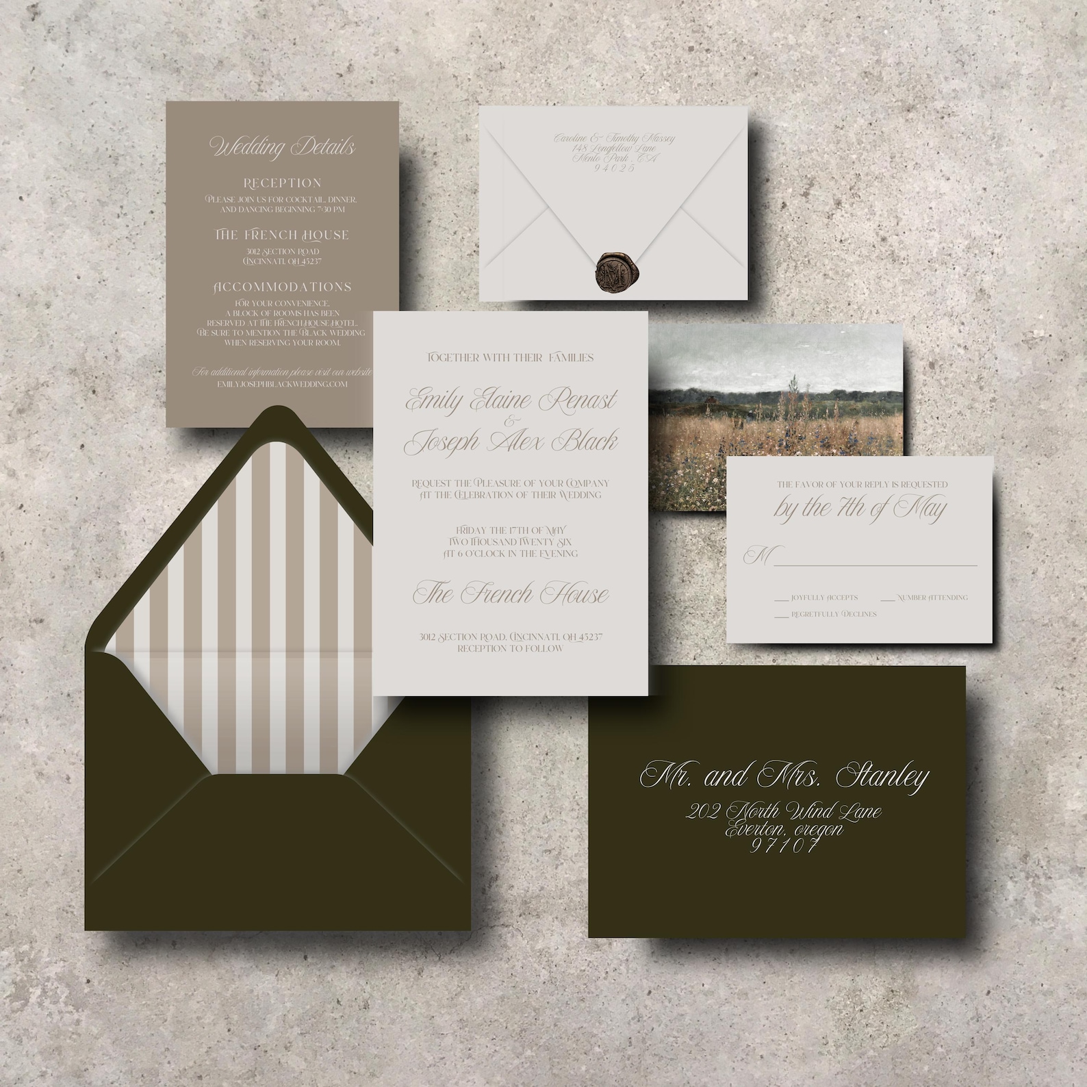 Emily | Wedding Invitation Suite, Neutral Floral Classy, Printable ...
