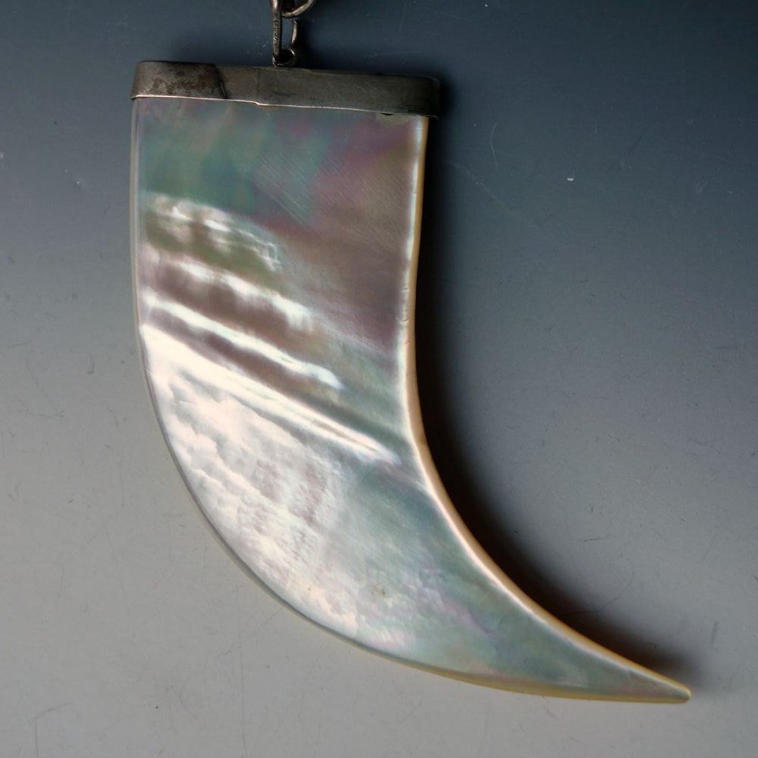 Vintage Carved Iridescent Shell Pendant - Etsy