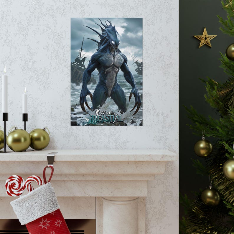 World of Beastial Sea Monster Poster, Ruler of the Sea, Matte Vertical ...