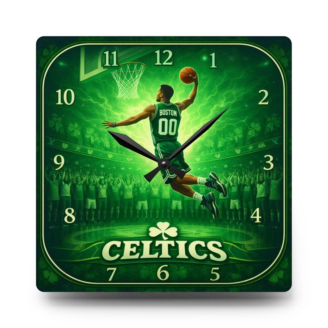 Boston Celtics Dunk Player Spirit Fan Acrylic Wall Clock, Basketball ...
