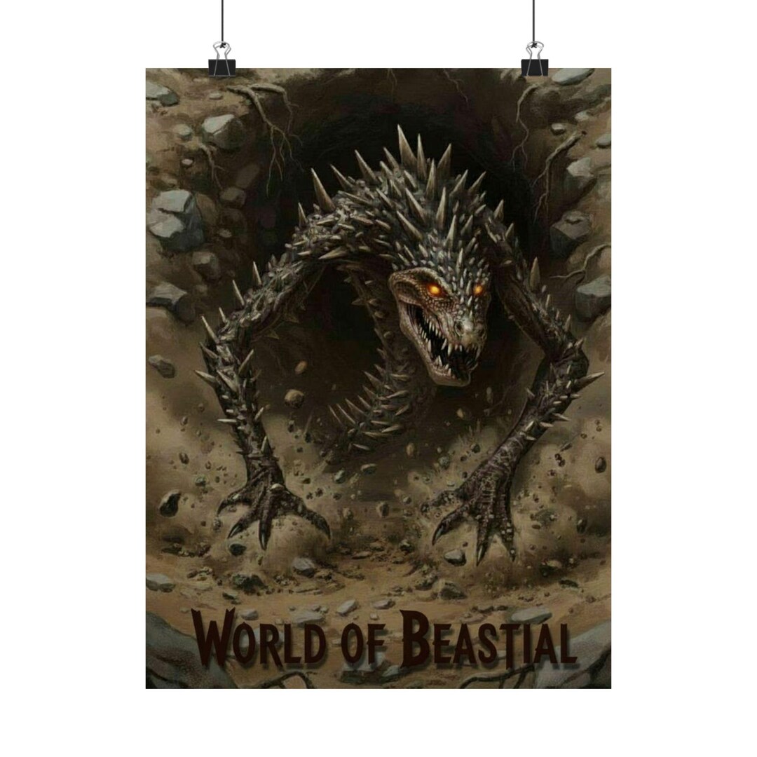 Worl of Beastial, Beast Hound Reptile Burrower Matte Poster, Fantasy ...