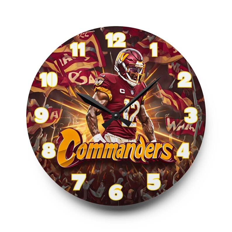 NFL Clock Washington Commanders Acrylic Wall Clock, Fan Spirit Clock ...
