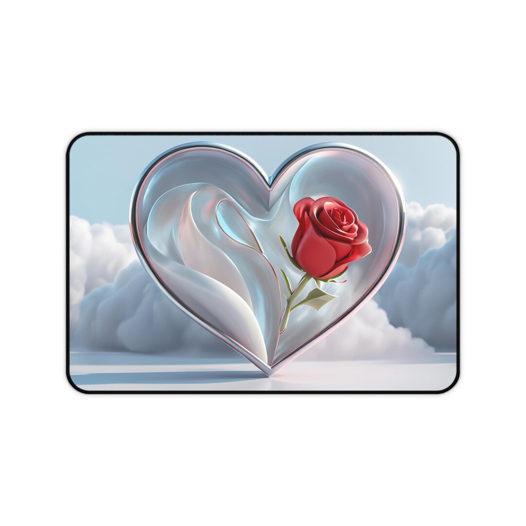 Desk Matt, Heart Rose Desk Mat, Romantic Office Decor, Valentine's Gift ...