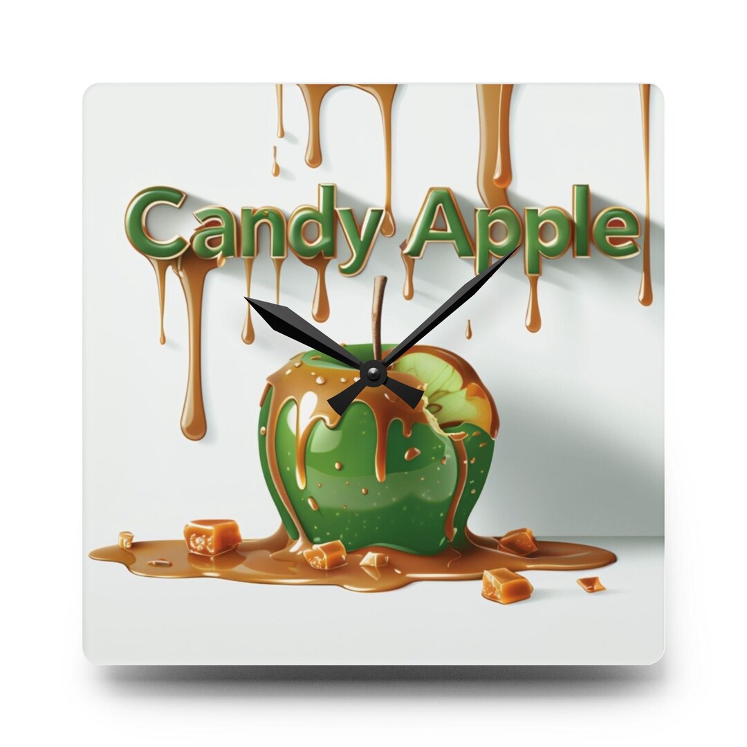Clock, Wall Clock Candy Apple Acrylic Wall Clock - Fun Kitchen Decor ...