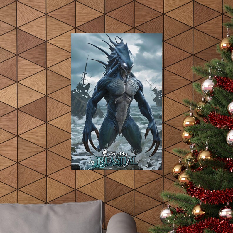World of Beastial Sea Monster Poster, Ruler of the Sea, Matte Vertical ...