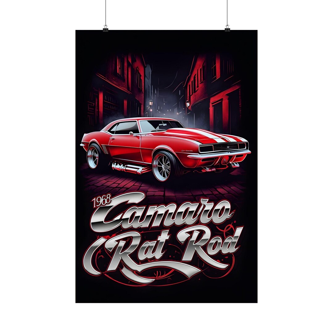 Wall Poster 1968 Camaro Rat Rod Poster, Vintage Car Wall Art ...