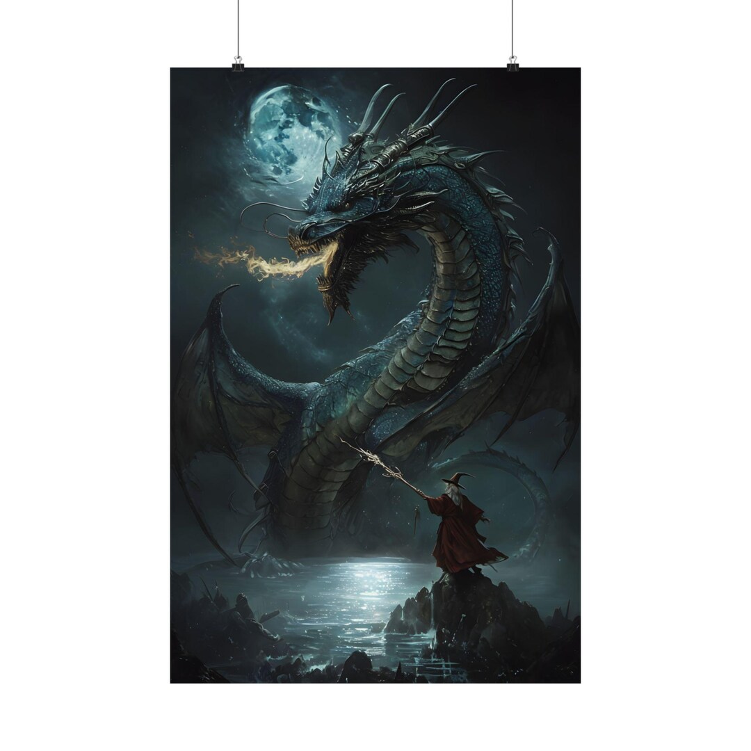 Poster Action, Matte Vertical Posters Serpent Dragon, Wizard Fight ...