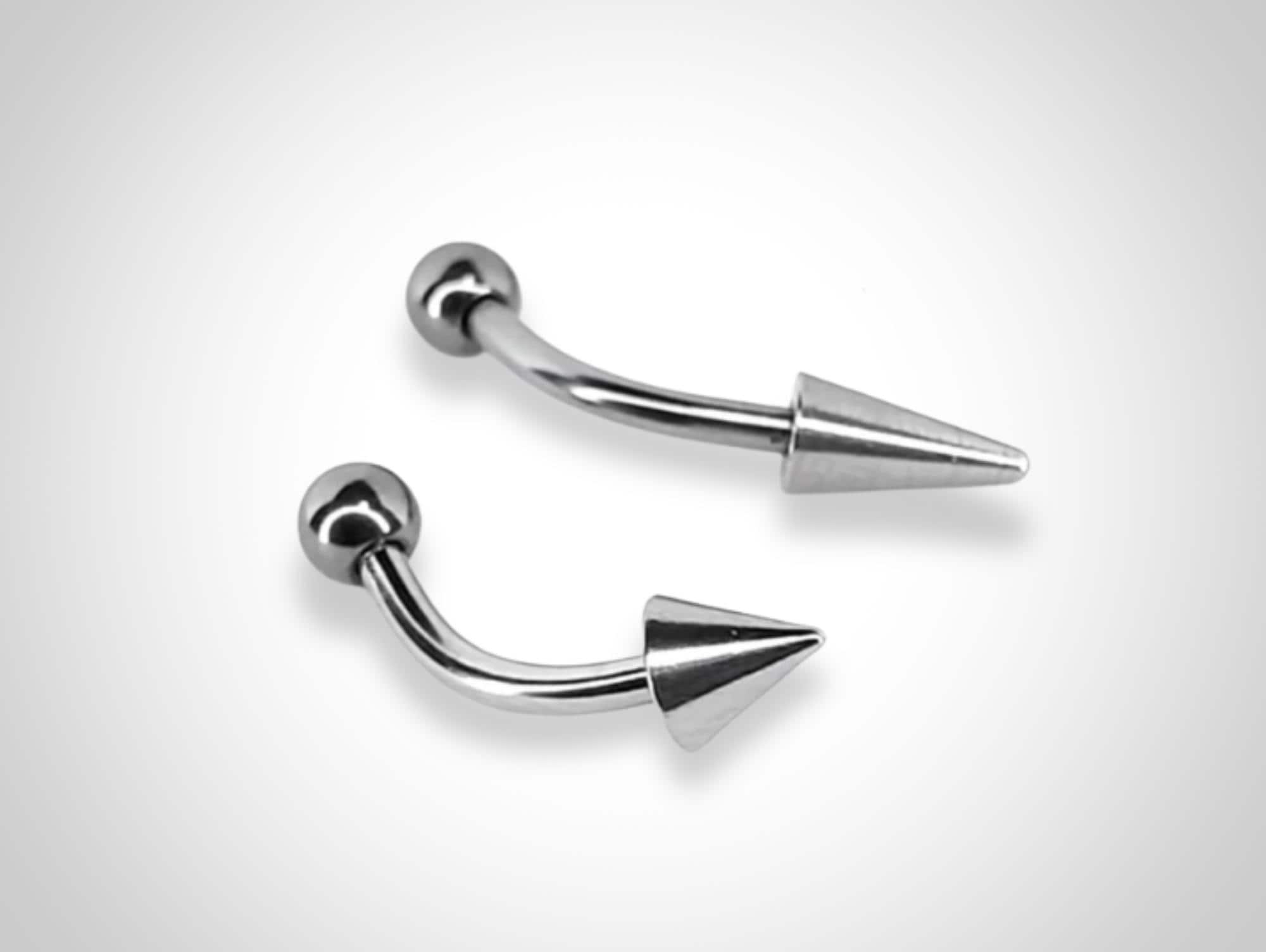 Titanium Vertical Labret Lip Piercing Jewelry 14g 16g Curved Barbell ...