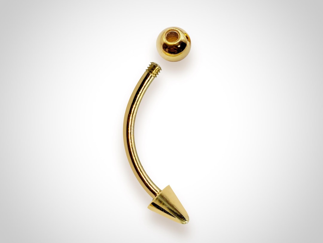 14K Gold Angel Fang Lip Piercing: 16g Curved Barbell With Spike - Etsy