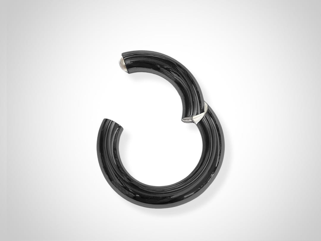 Black Segment Hinged Ring Clicker Hoops Septum Nose Piercing 2G 4G 6G ...