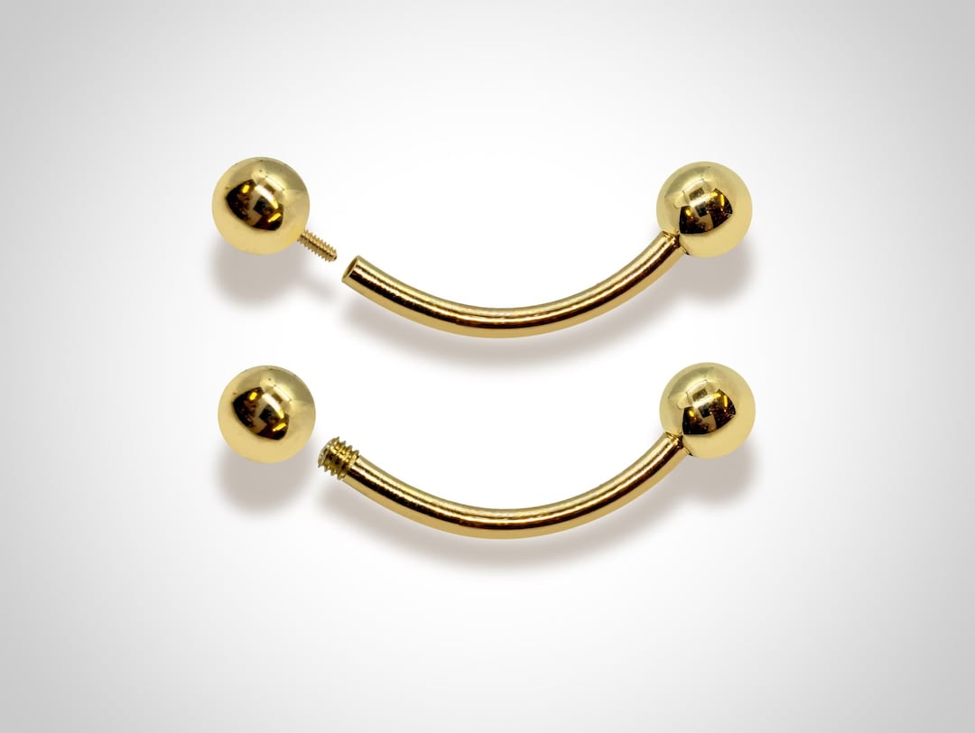 14K Gold Vertical Labret Barbell: Handmade Lip Piercing Jewelry (14G ...
