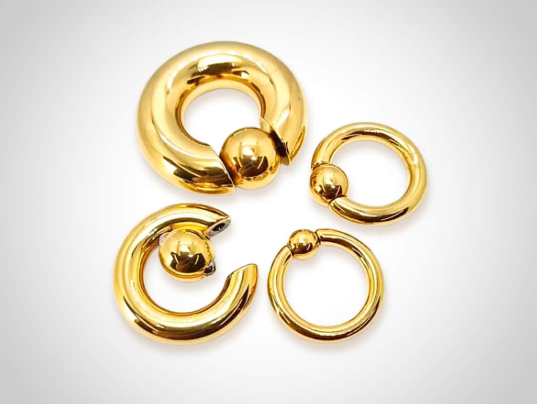 Titanium Gold Prince Albert Piercing Jewelry PA Rings Captive Bead ...