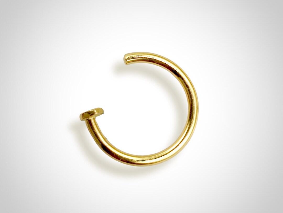 Nose Hoop Ring C-type Nose Nail Piercing Handmade 14K Gold Nostril ...