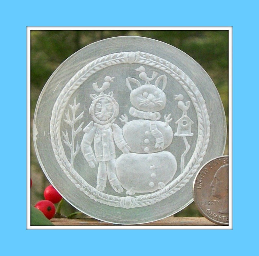 414 SMALL Snowcat Clear Cookie Mold - Springerle Mold - Marzipan Mold ...