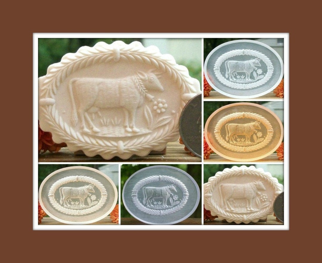 1860 Clear Tinted Weissach Cow Cookie Mold - Springerle Mold - Marzipan ...