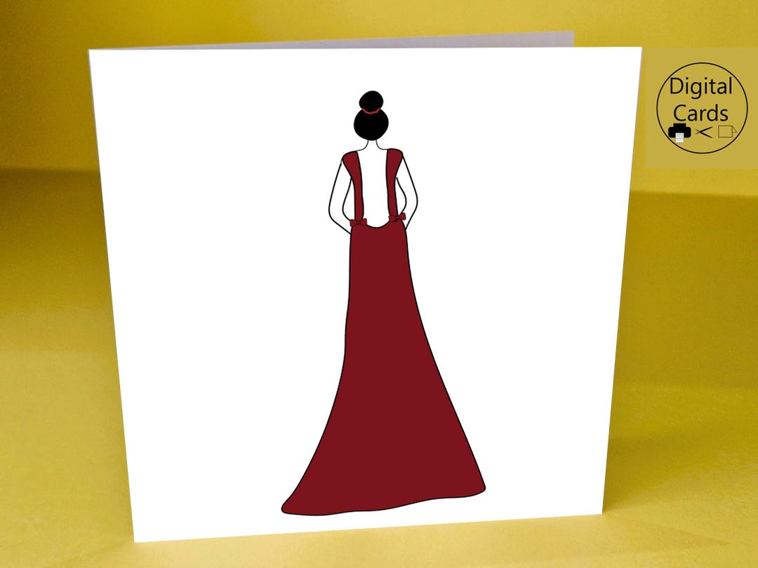 Bride in Red Dress Print: Modern Wedding Card (digital Download A4/13 ...