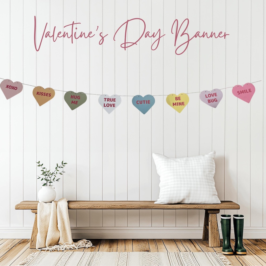 Conversation Hearts Banner - Valentines Day Banner - Valentines Home ...