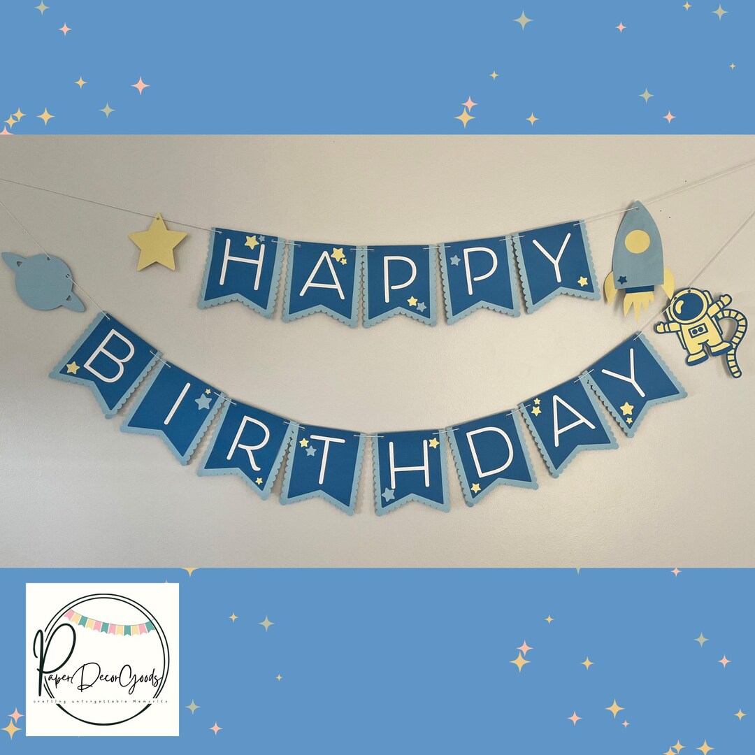 Space Themed Happy Birthday Banner-customize With Name and Age - Etsy