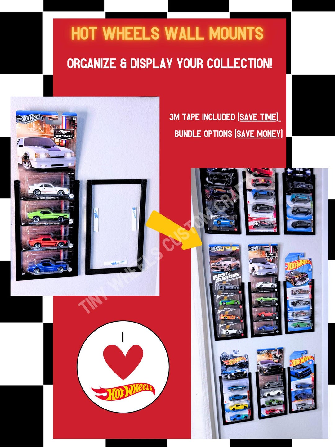 Hot Wheels Wall Mount and Magnetic Stand: Cool Way to Display Your Collection. Easy Install ...
