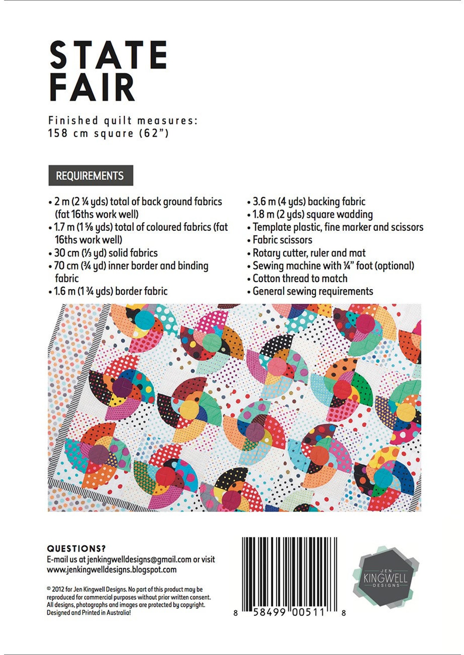 State Fair Pattern by Jen Kingwell paper Pattern - Etsy