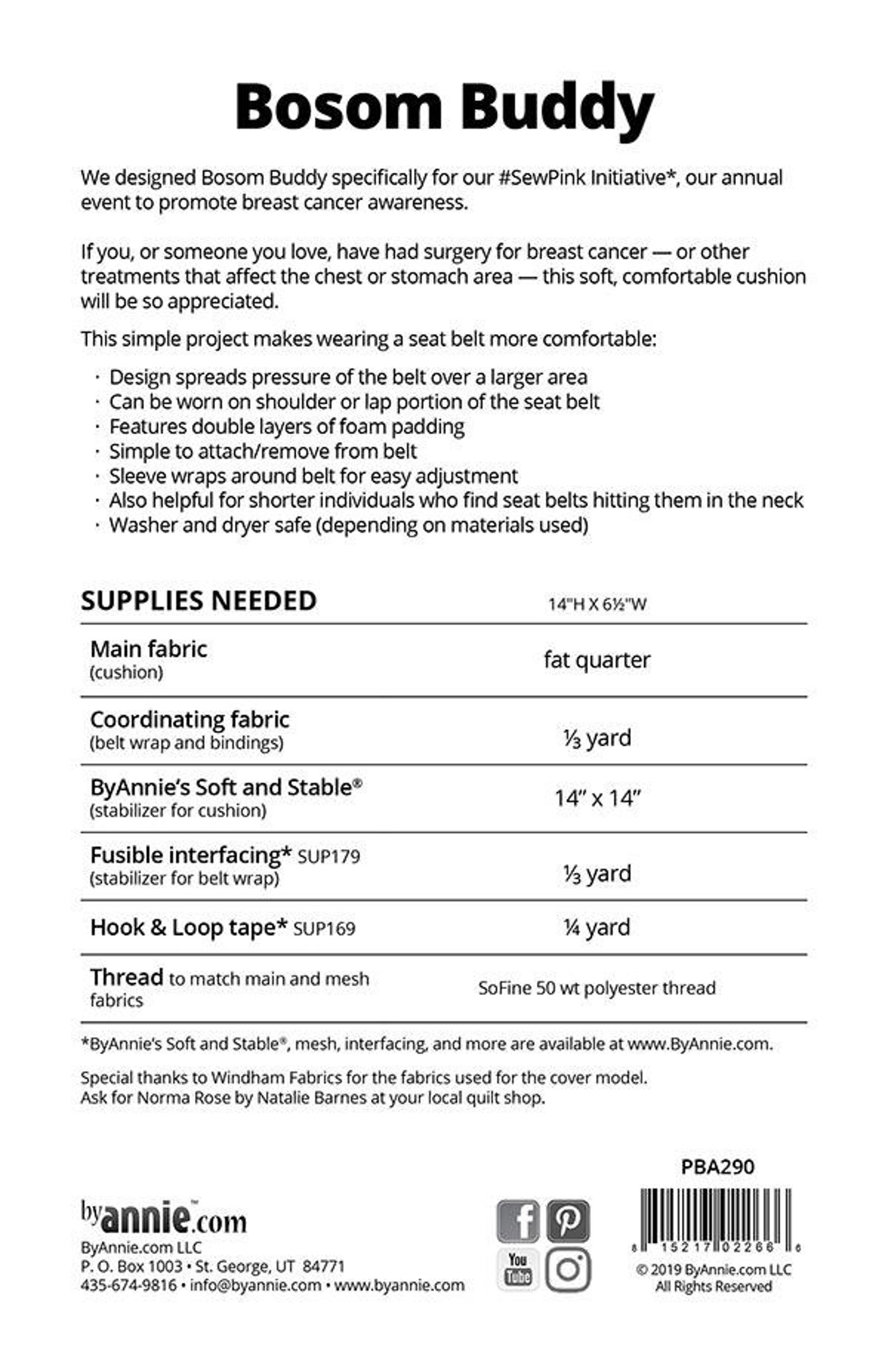 Bosom Buddy (seat Belt Cushion) Pattern From Byannie (paper Pattern) - Etsy