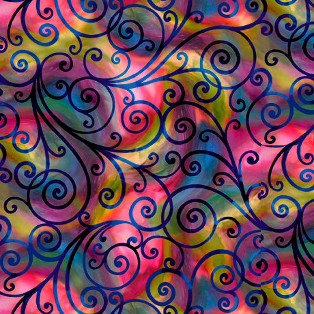 Rainbow Rose Scroll 29202 BX Priced/sold by the Half Yard - Etsy