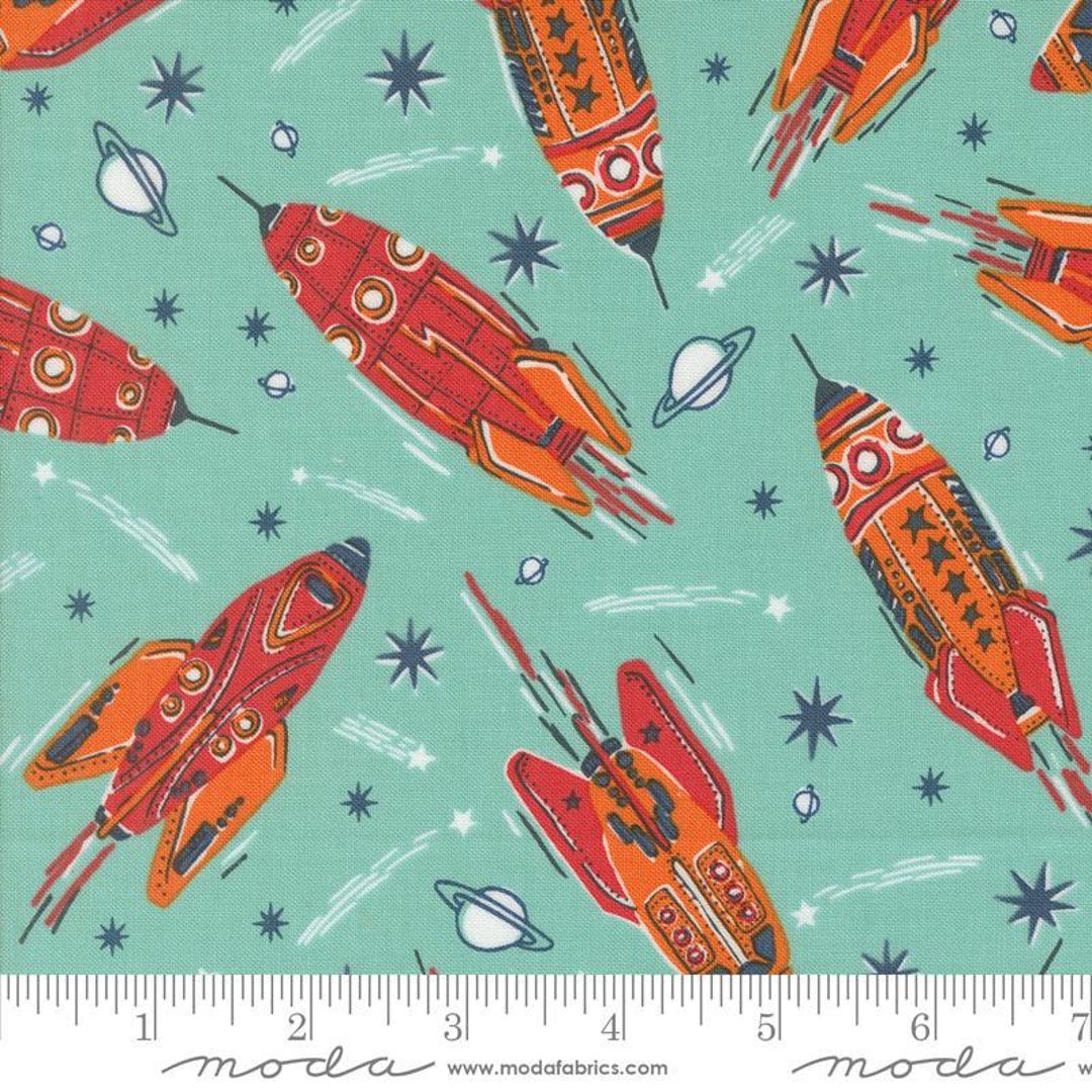 Child Outer Space Fabric 321 Blast off Nebula Rockets 20950 17 - Moda ...