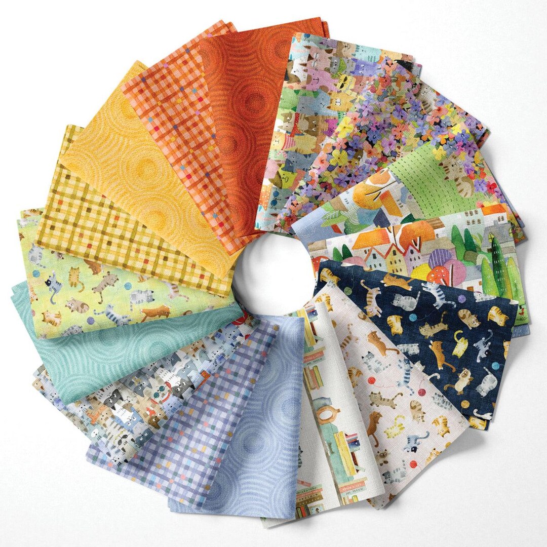 Cats Around Town Sue Miano Precaut Fat Quarter Bundle Including Panel ...