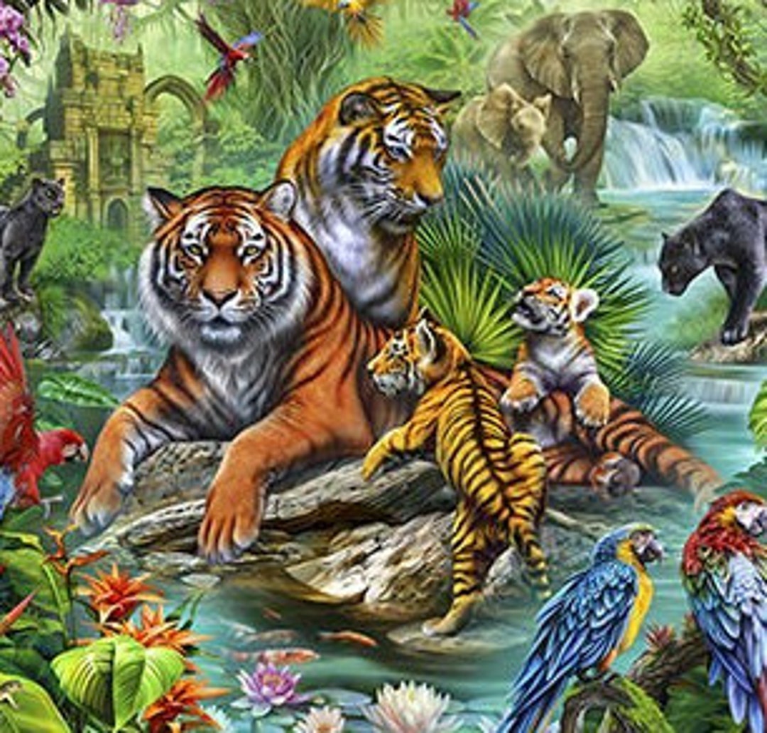 Jungle Paradise Animal Panel (tiger) | 36-inch Panel - Etsy