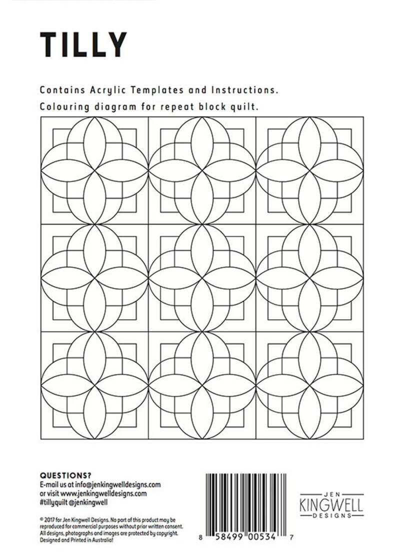 Tilly Acrylic Template Set by Jen Kingwell - Etsy